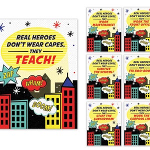 Teacher Appreciation Superhero Printable Pack, Superhero Teacher Gift ...