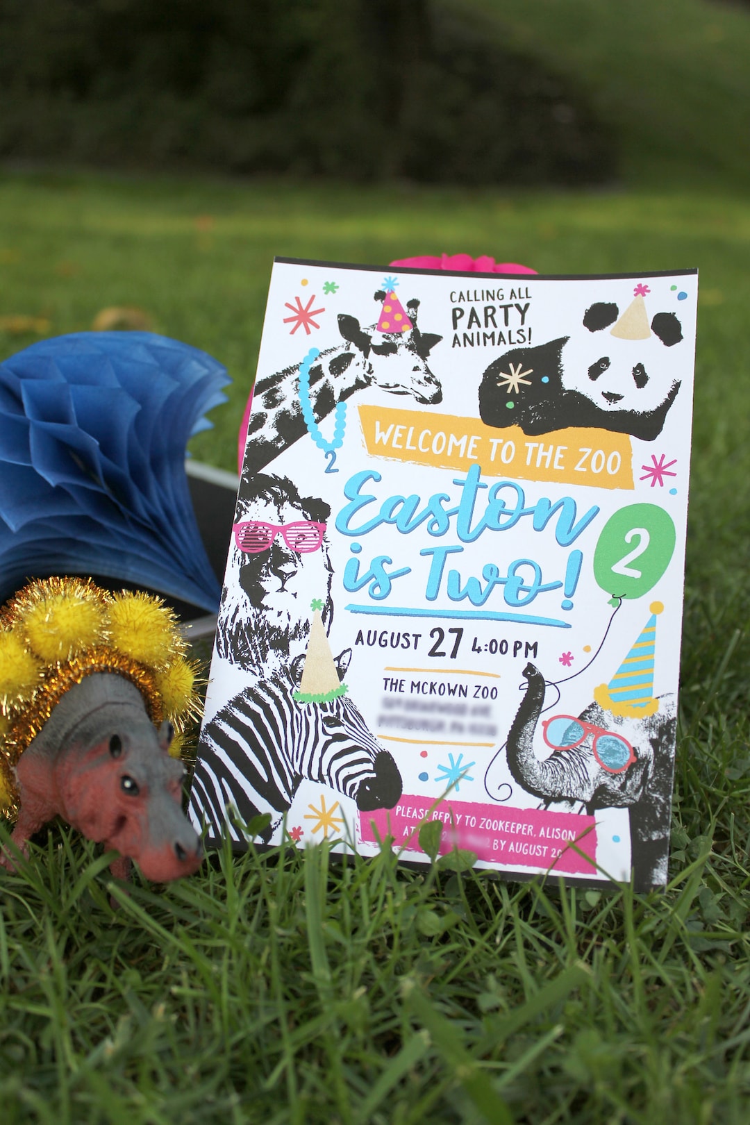 Party Animal Zoo Birthday Invitation, Kid's Birthday, Party Animal, Zoo ...