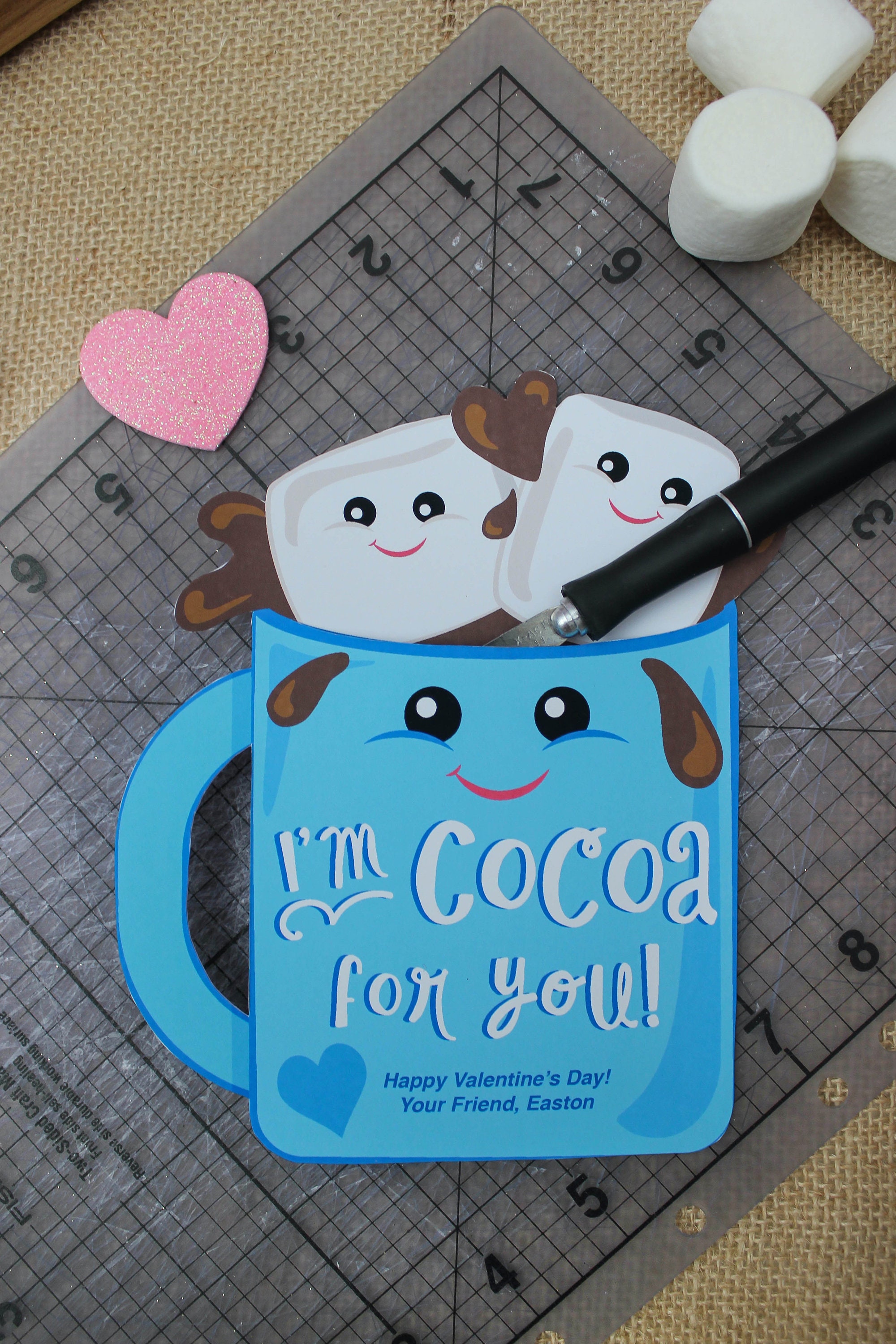 Hot Cocoa Kids Valentine Printable, Hot Chocolate Valentine Gift ...