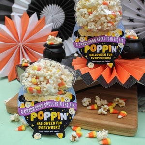 Popcorn Halloween Treat Printable, Halloween Treat Bag Tag, Kids ...