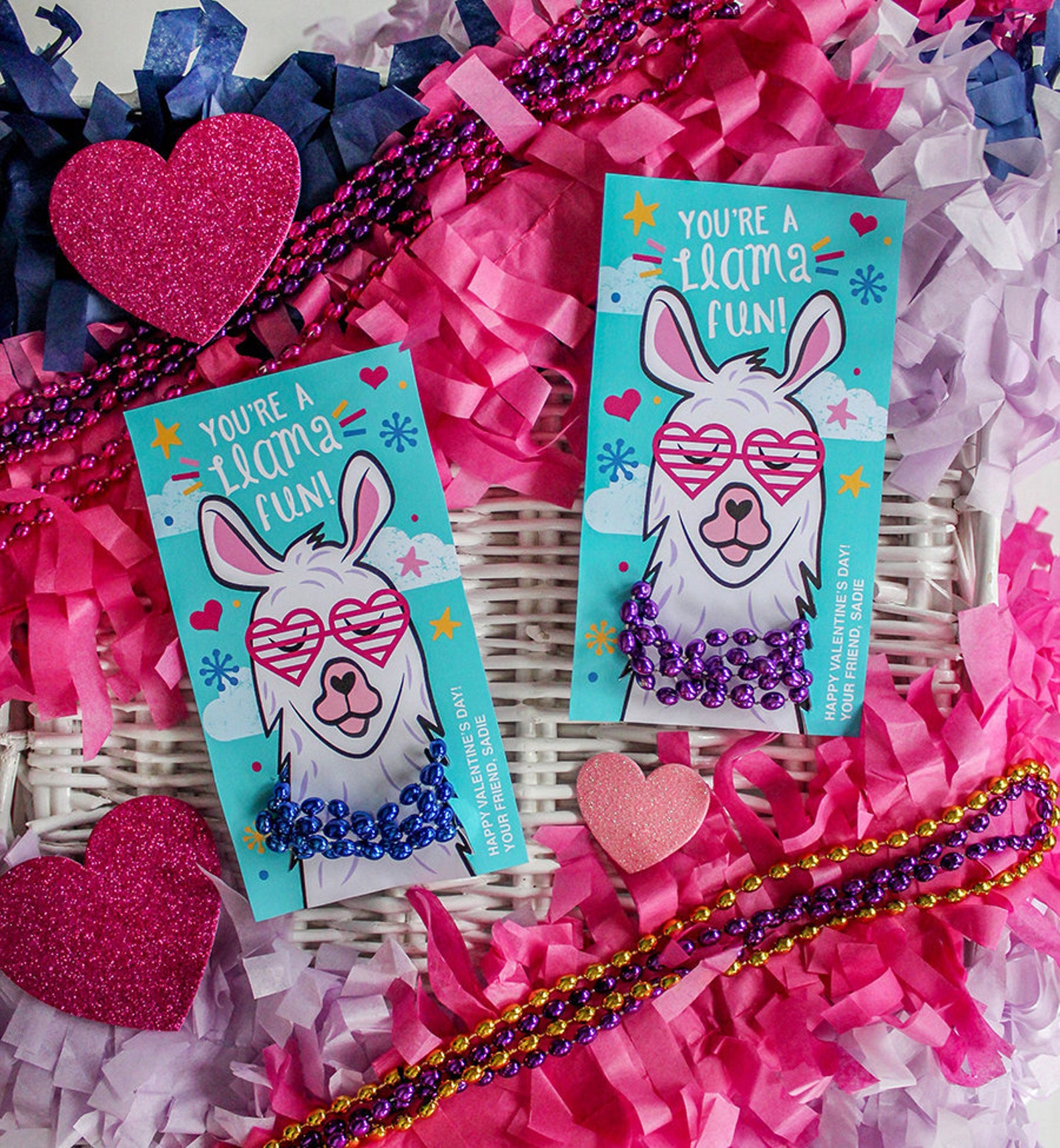 You're a Llama Fun Kids Valentine, Llama Valentine, Necklace Valentine ...