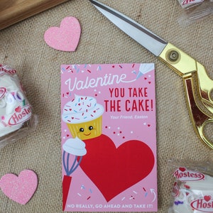 Cake Valentine Printable, You Take the Cake, Kids Valentine Printable ...