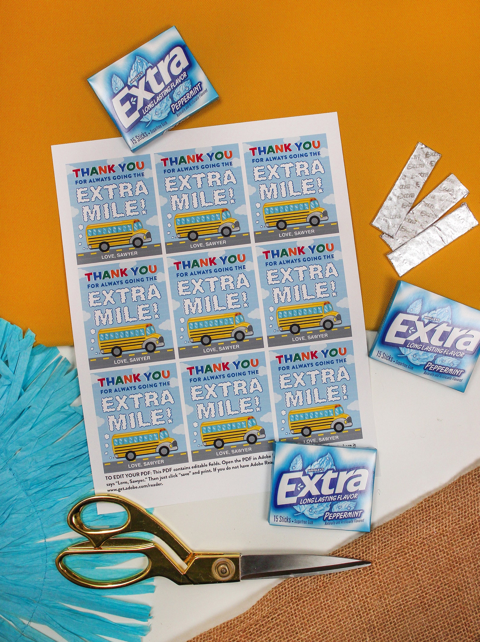 Thanks for Going the EXTRA Mile Gift Tag, Printable, Bus Driver ...