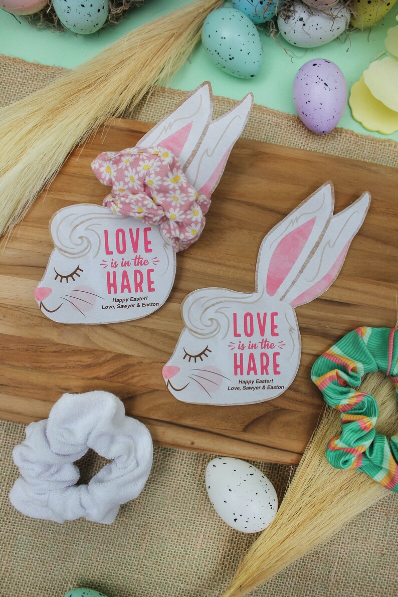 Scrunchie Easter Printable, Love is in the Hare, Scrunchie Easter Gift ...