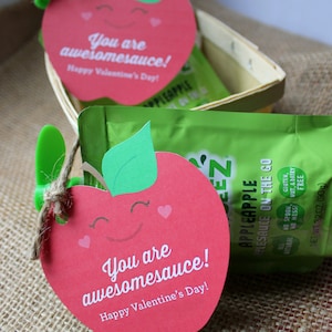 Awesomesauce Applesauce Valentine - Classroom Valentine, Kids Valentine ...