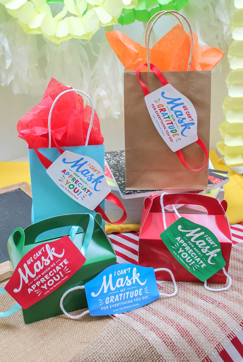 Can't Mask Our Gratitude PRINTABLE Gift Tag Mask Gift - Etsy