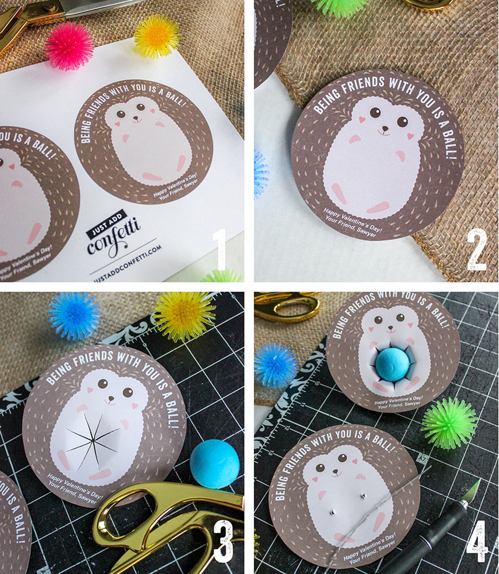 Hedgehog Kids Valentine Classroom Valentine School | Etsy