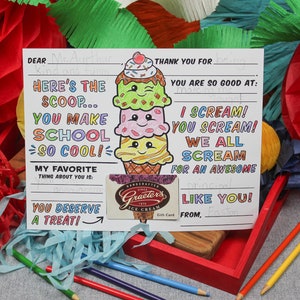 Ice Cream Teacher Appreciation Coloring Page & Gift Card Holder ...