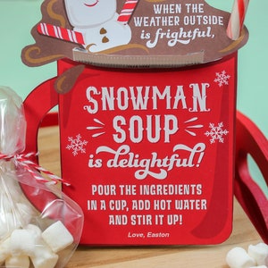 Snowman Soup, Hot Cocoa Printable, Hot Chocolate Christmas Gift, School ...
