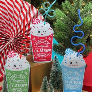 Crazy Straw Christmas Printable, Holiday Gift, Gift Tag, Party Favor ...