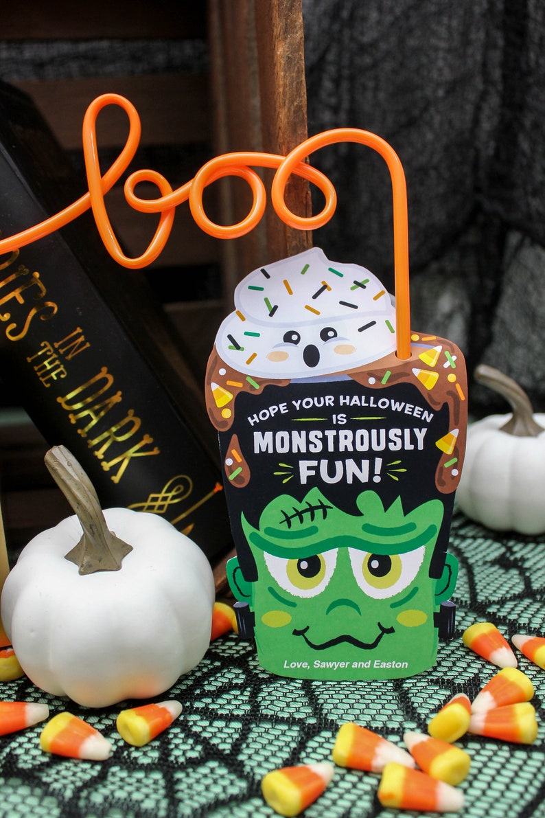 Crazy Straw Halloween Printable, Halloween Gift, Gift Tag, Party Favor ...