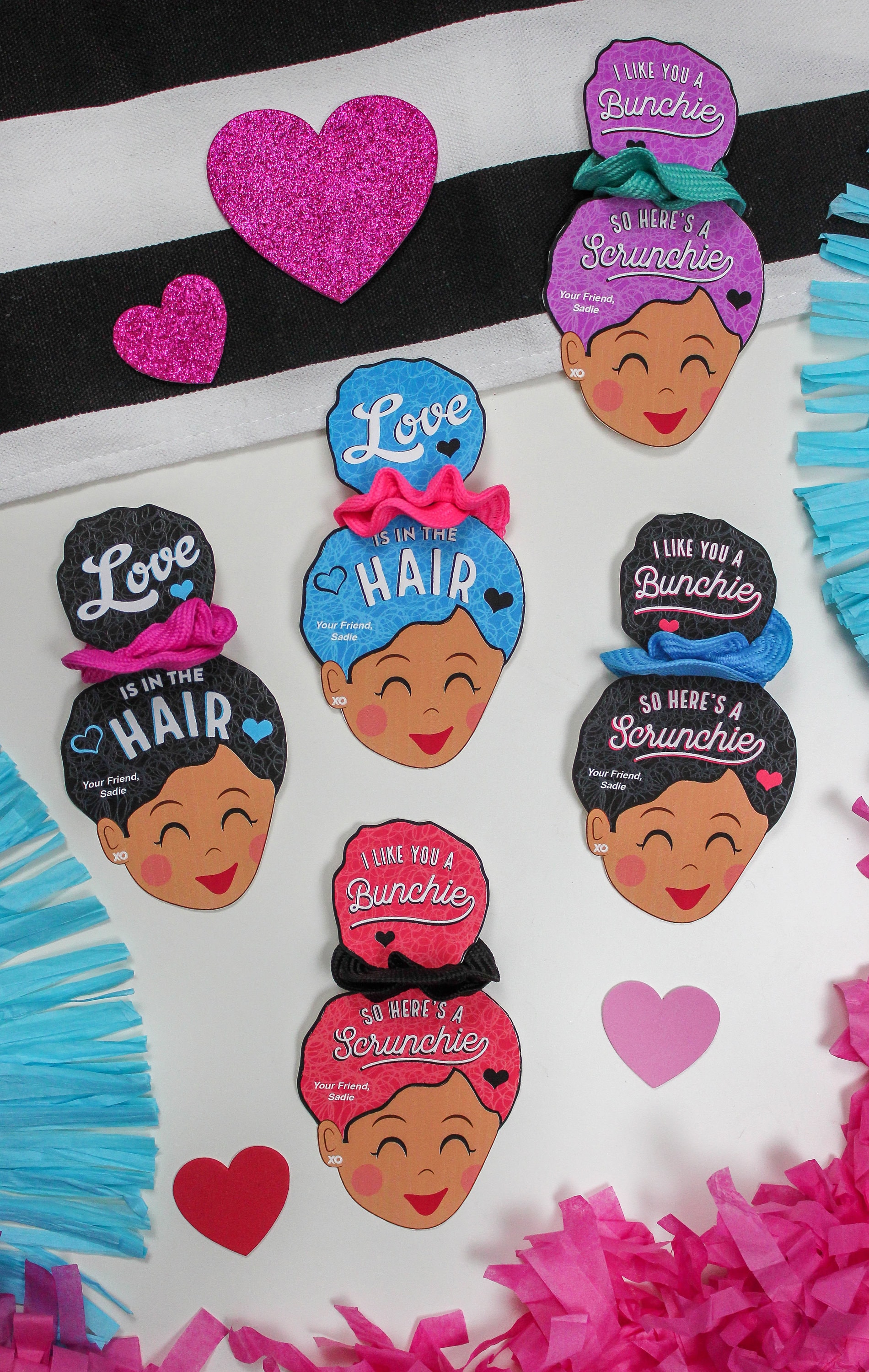 Scrunchie Valentine Printable Kids Valentine School - Etsy Canada