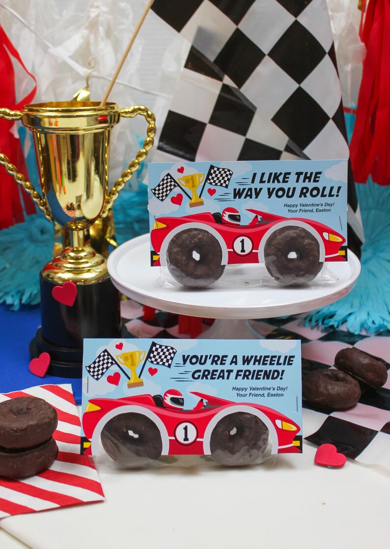 Donut Race Car Valentine Printables, Kids Valentine, Donut Valentine ...