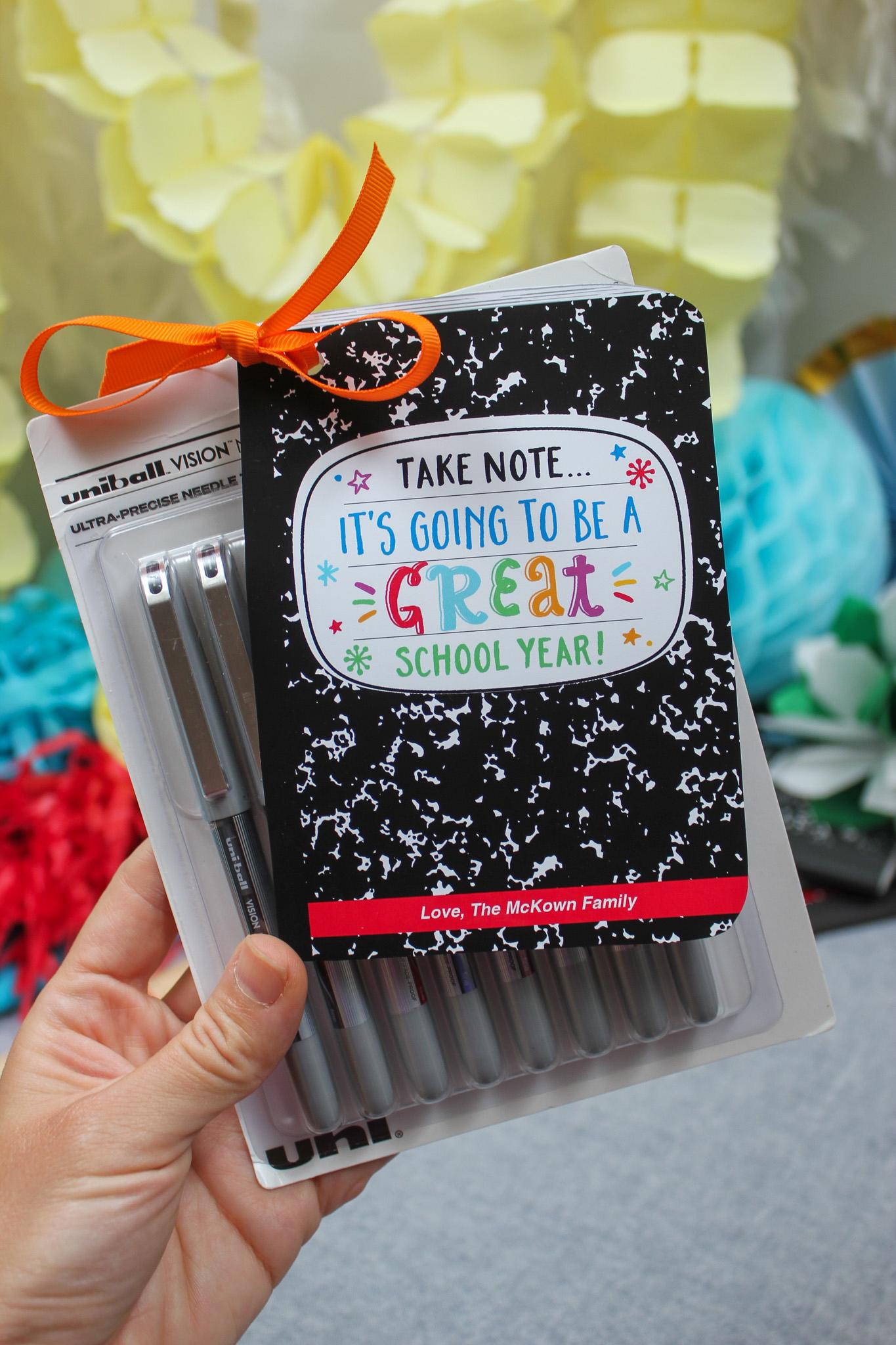 Back to School Notebook Gift Tag, Teacher Gift, First Day Gift, Staff ...