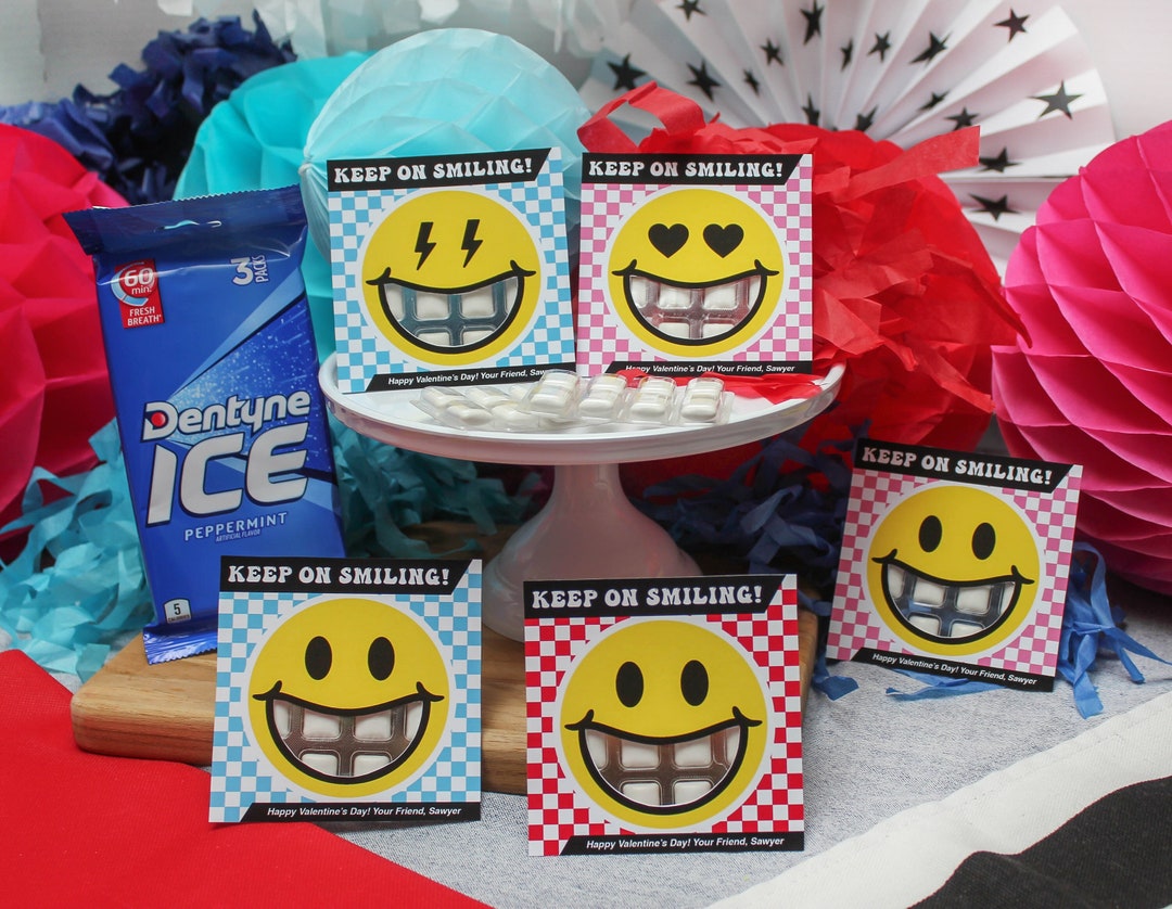 Chewing Gum Smiley Kids Valentine, Keep on Smiling, Smiley, Retro, Kids ...