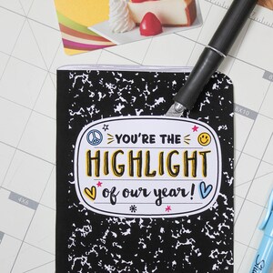 Notebook and Highlighter Printable, Gift Card Holder Printable, Teacher ...