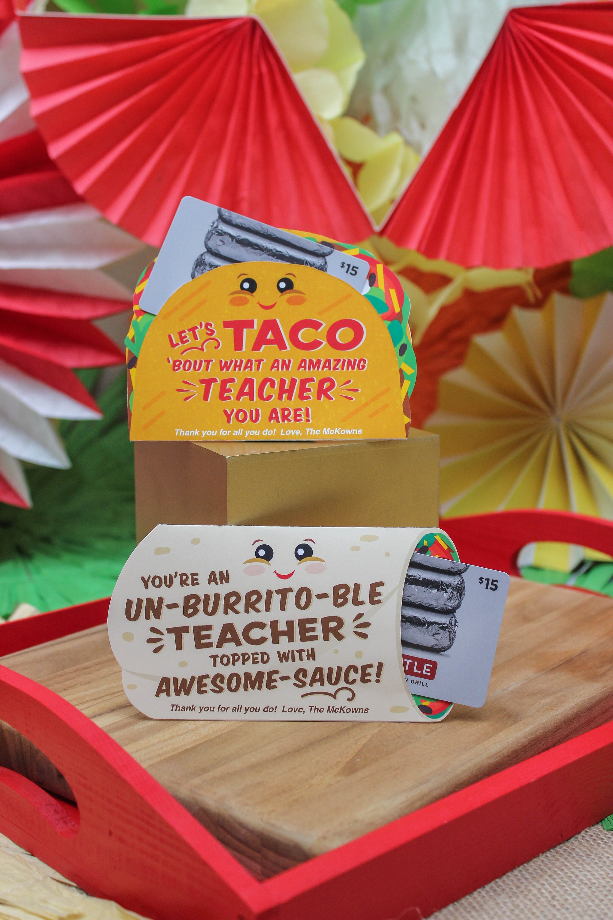 Taco and Burrito Teacher Gift Card Holder Printable, Instant Download ...
