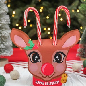 Christmas Reindeer Treat Printable, Christmas Gift Tag, Candy Cane ...