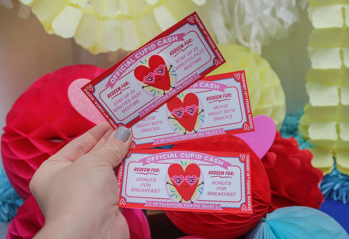Valentine's Day Play Money Printables, Valentines Day Coupons, Play ...