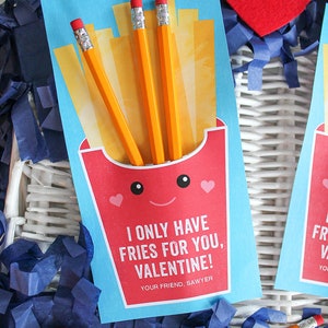I Only Have Fries for You, Kid's Valentine, Classroom Valentine, Pencil ...