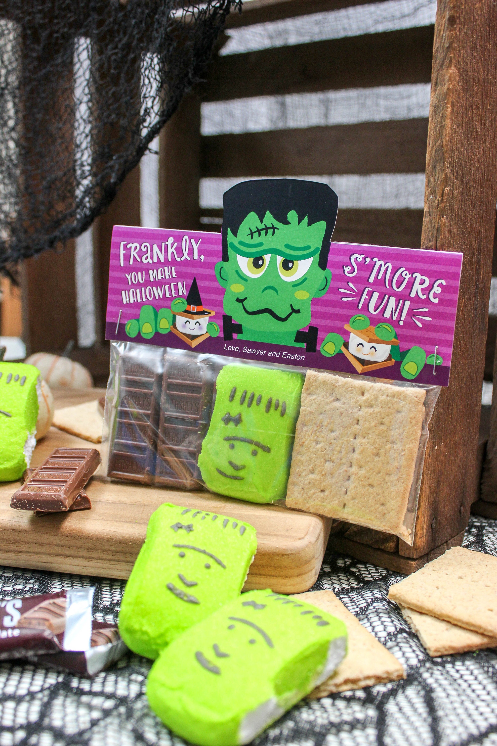 S'mores Halloween Treat Bag Toppers - Frankenstein Treat, Halloween ...