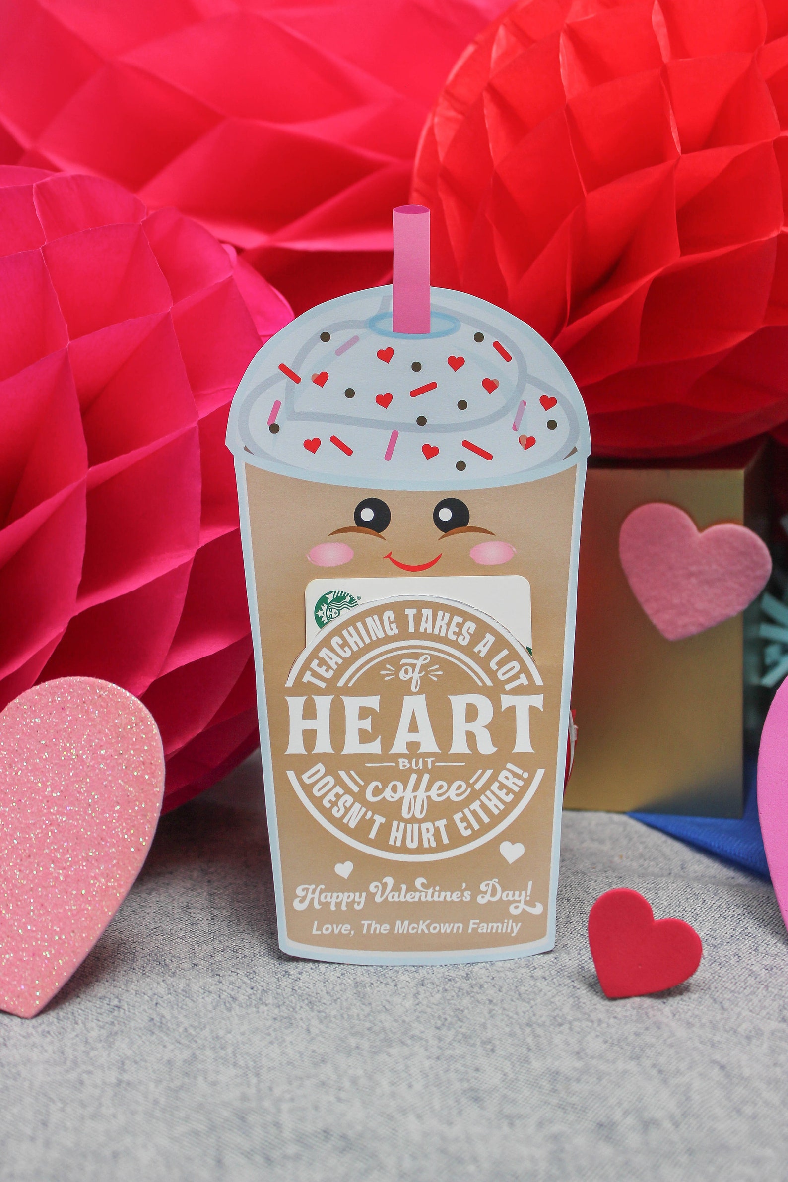 Teacher Coffee Valentine, Teacher Gift, Teacher Valentine, Gift Card ...