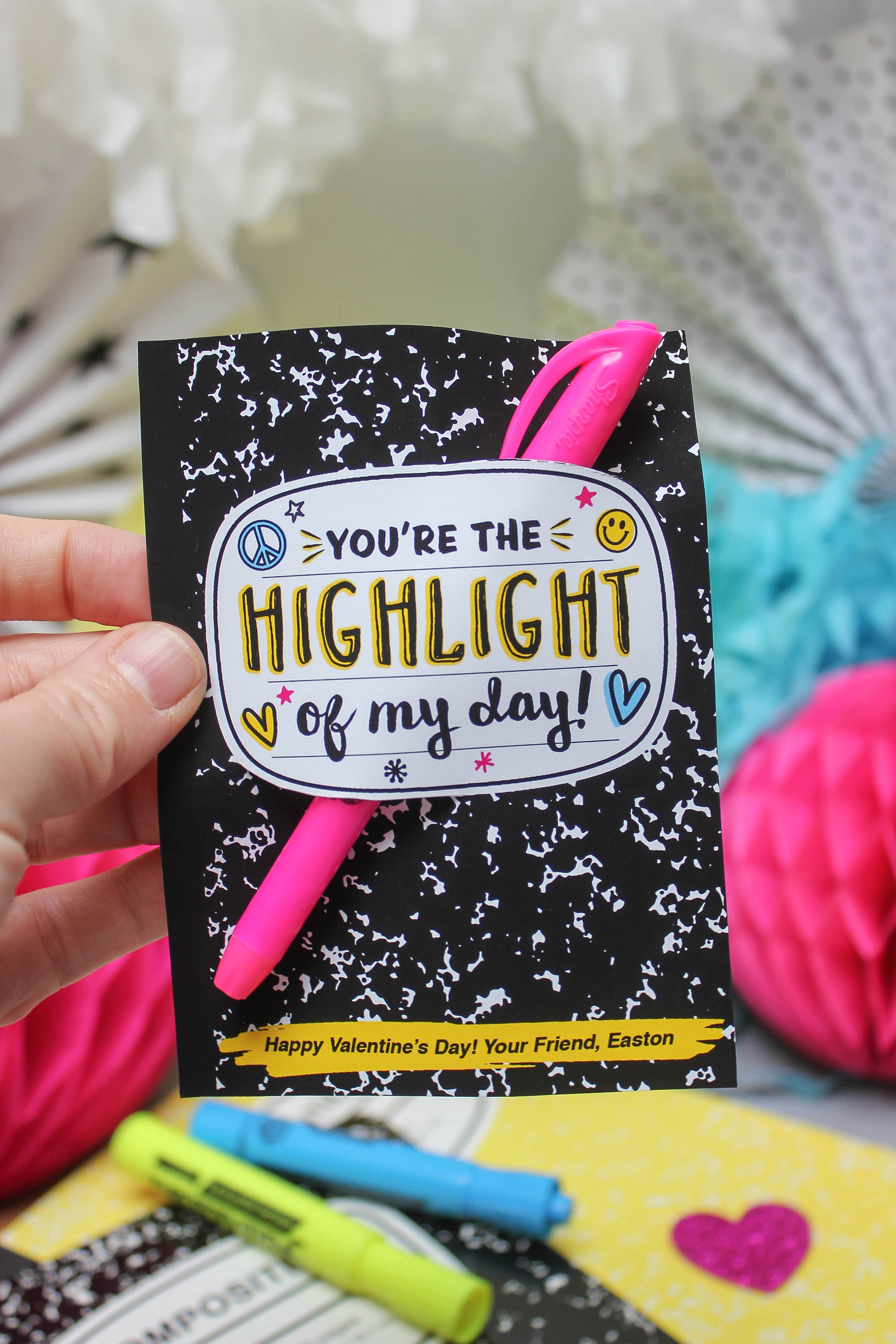Highlighter Valentine Printable, Kids Valentine, Tween Valentine ...