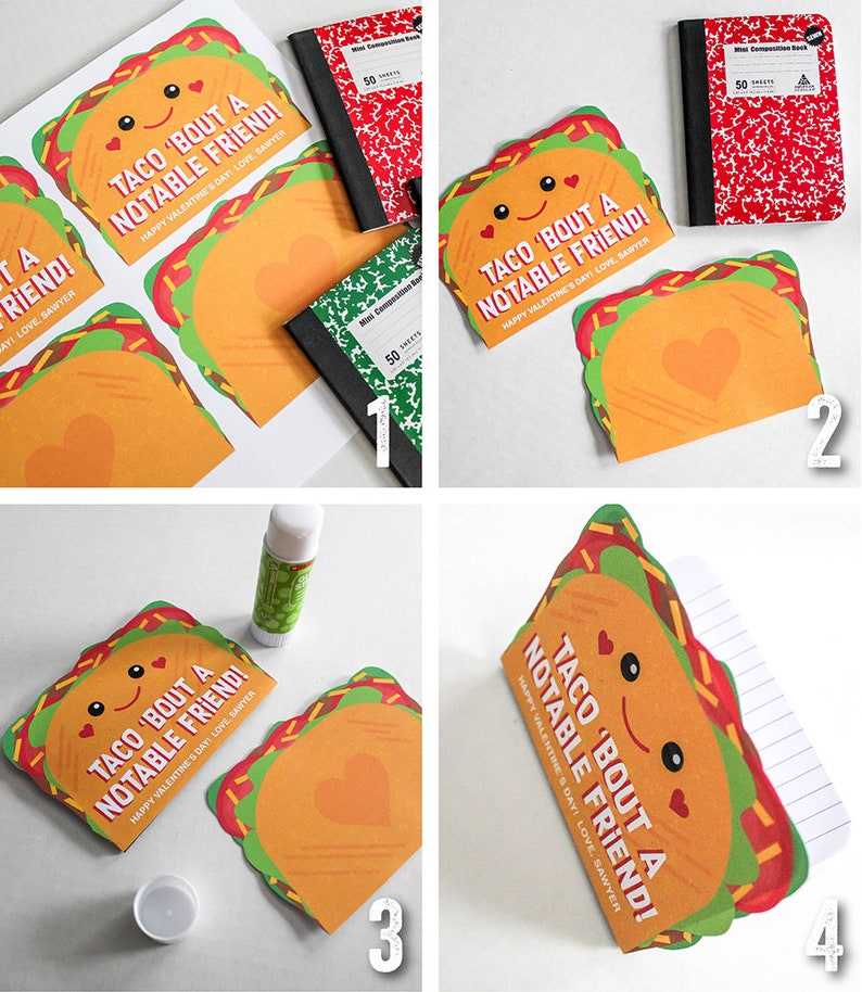Taco Notebook Kids Valentine Printables Taco Notebook - Etsy