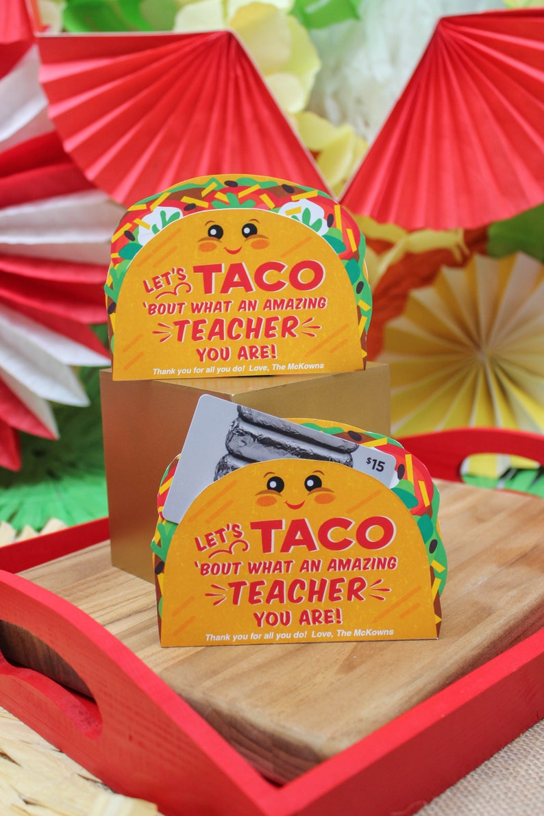 Taco and Burrito Teacher Gift Card Holder Printable Instant - Etsy