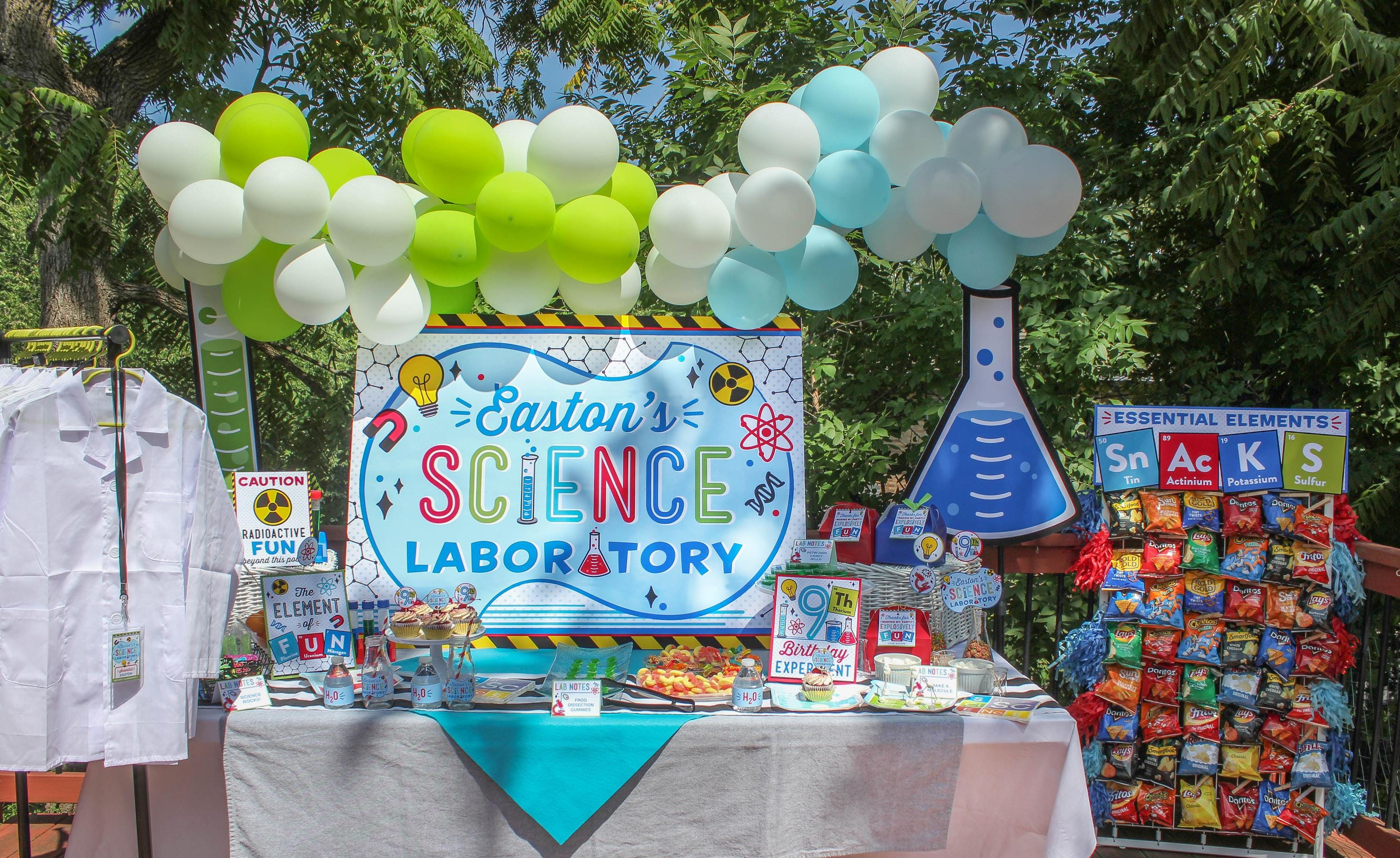 Science Birthday Party Backdrop Printable, Mad Scientist Birthday, Kids ...