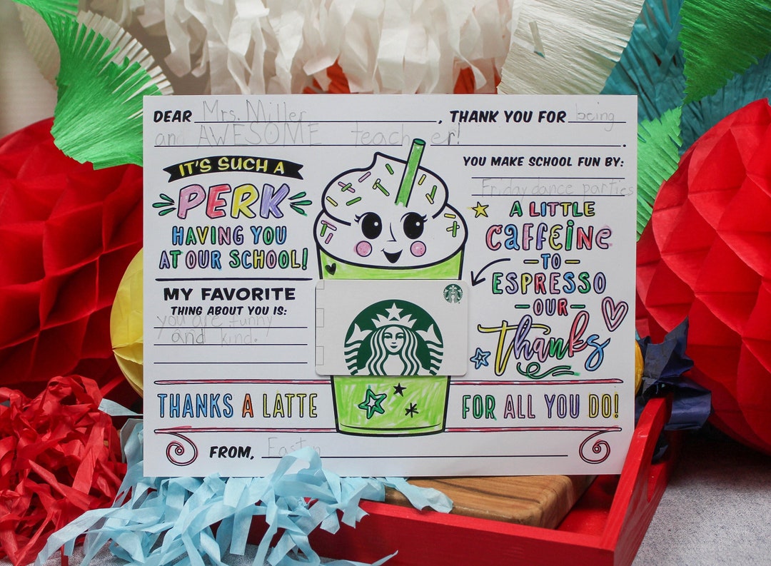 Coffee Teacher Appreciation Coloring Page and Gift Card Holder ...