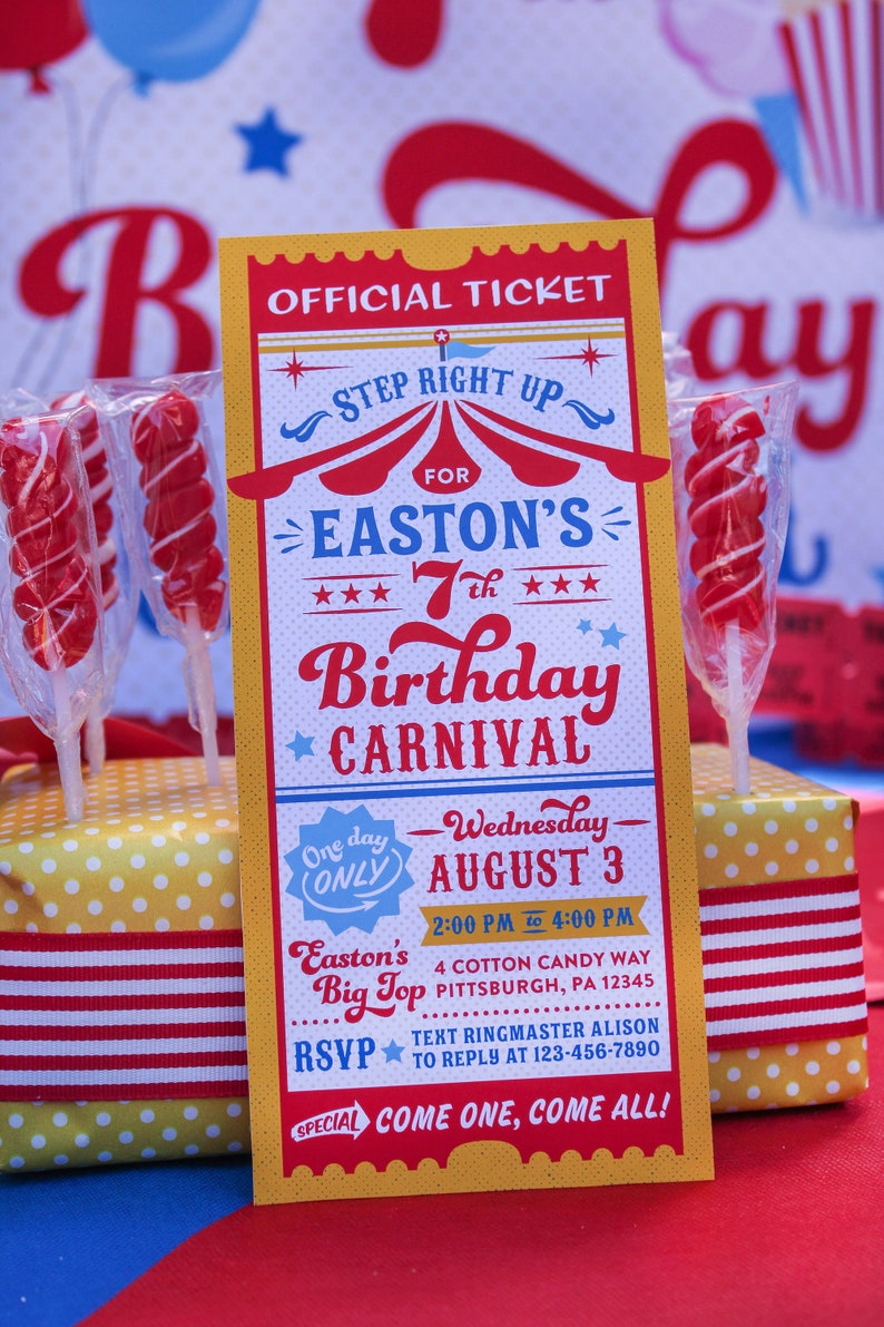 Carnival Birthday Party Invitation Printable, Carnival Party, Kids ...