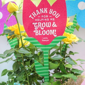 Grow and Bloom Flower Teacher Gift Printables, Teacher Appreciation ...