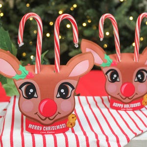 Christmas Reindeer Treat Printable, Christmas Gift Tag, Candy Cane ...