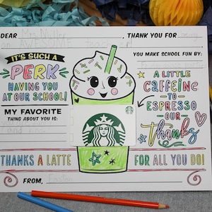 Coffee Teacher Appreciation Coloring Page and Gift Card Holder ...