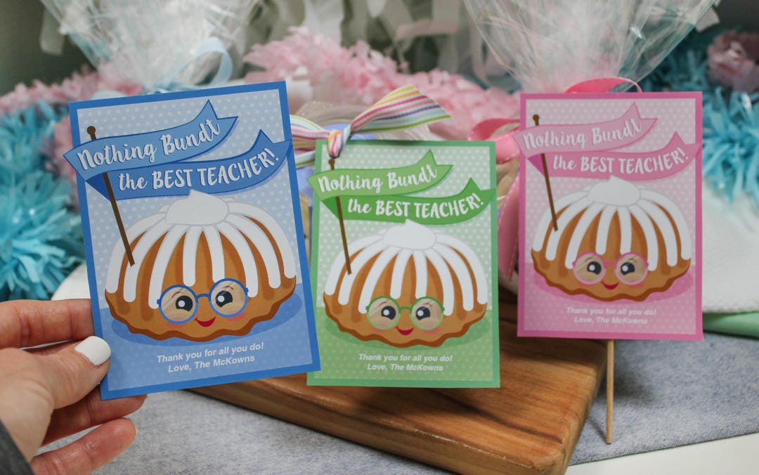 Bundt Cake Gift Tag Printable, Best Teacher, Teacher Gift, Staff Gift ...