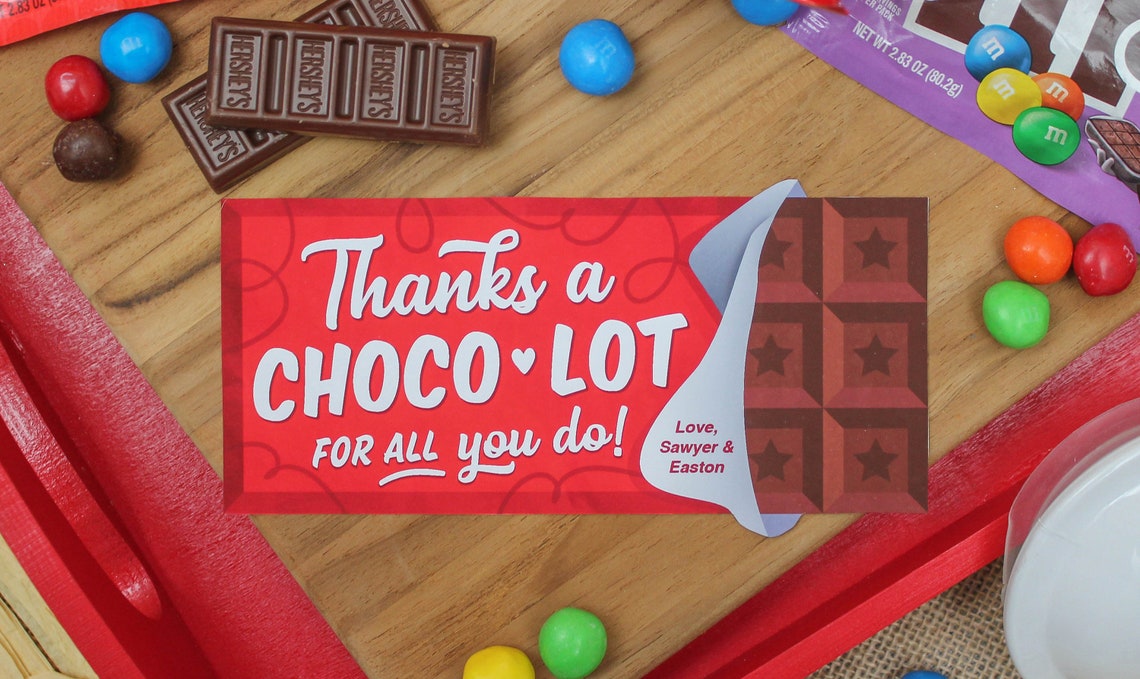 Thanks a Choco-lot Printable Gift Tag Teacher Appreciation - Etsy