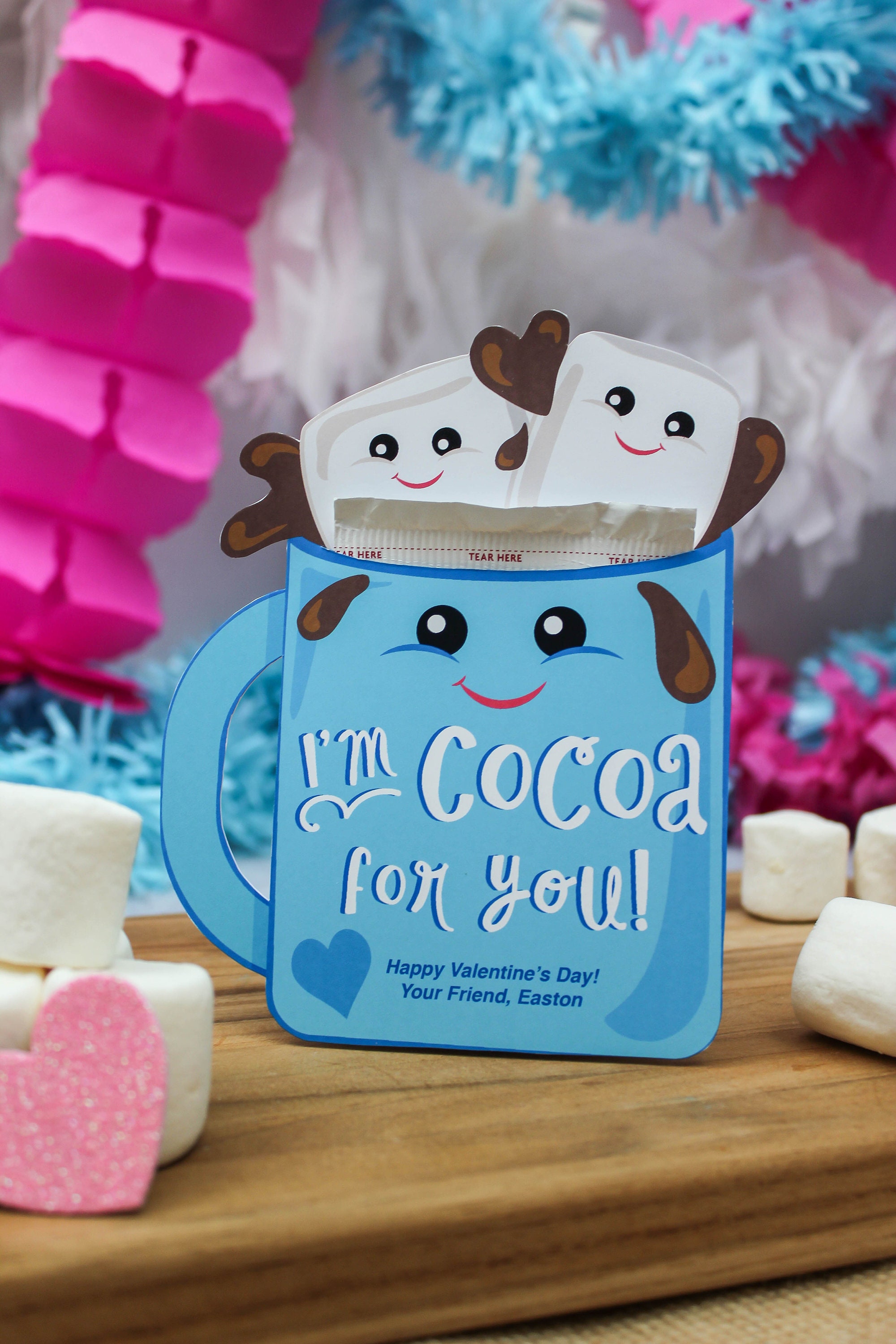 Hot Cocoa Kids Valentine Printable, Hot Chocolate Valentine Gift ...