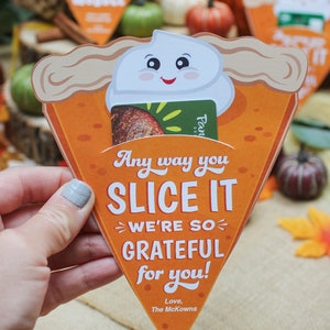 Pumpkin Pie Gift Card Holder Printable, Thanksgiving Gift Card Holder ...