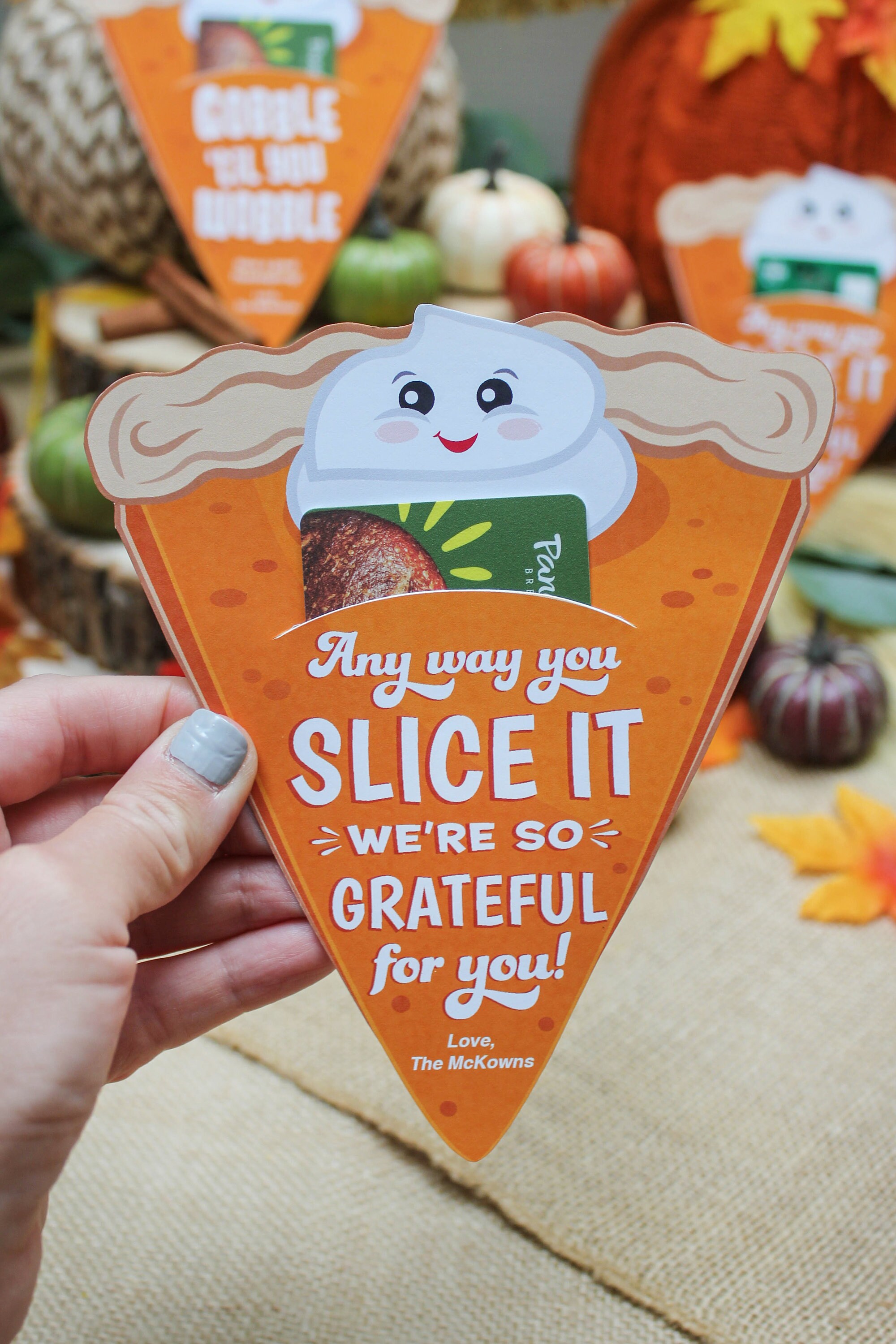 Pumpkin Pie Gift Card Holder Printable, Thanksgiving Gift Card Holder ...