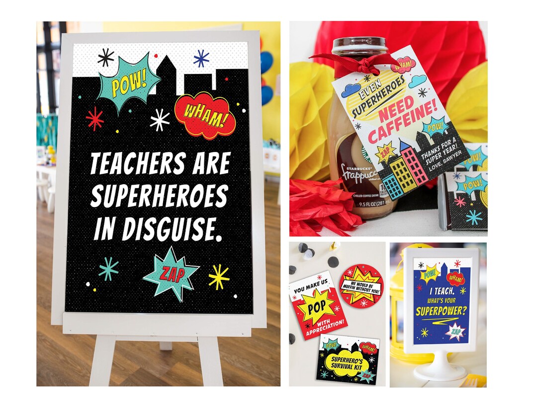 Teacher Appreciation Superhero Printable Pack, Superhero Teacher Gift ...