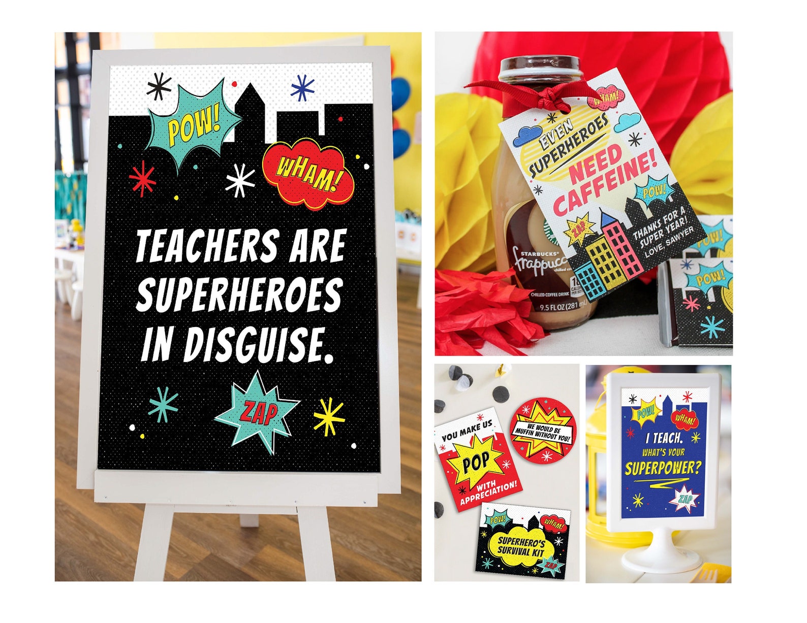 Teacher Appreciation Superhero Printable Pack Superhero - Etsy
