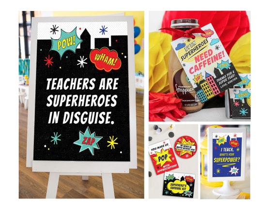 Teacher Appreciation Superhero Printable Pack, Superhero Teacher Gift ...