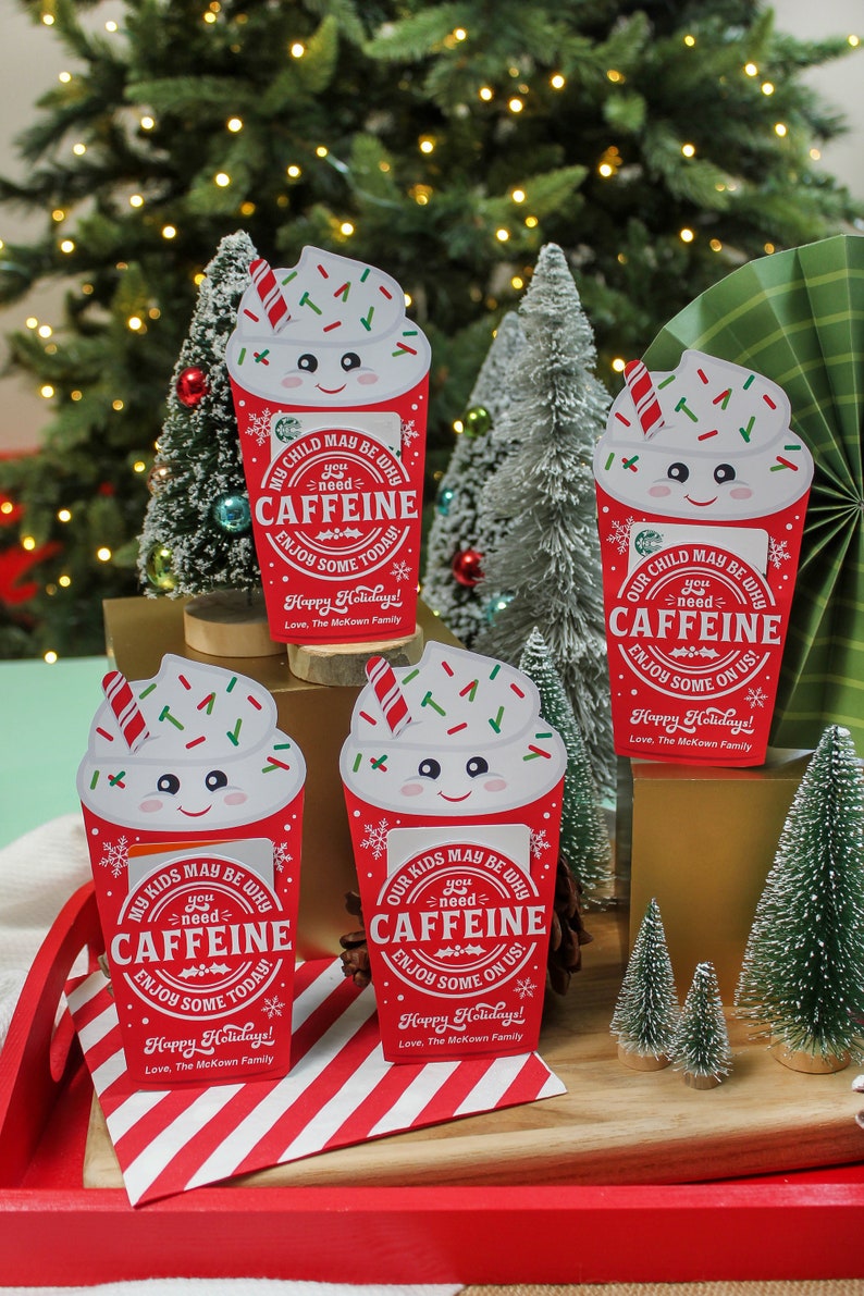Need Caffeine Holiday Coffee Gift Card Printable, Teacher Gift, Teacher ...