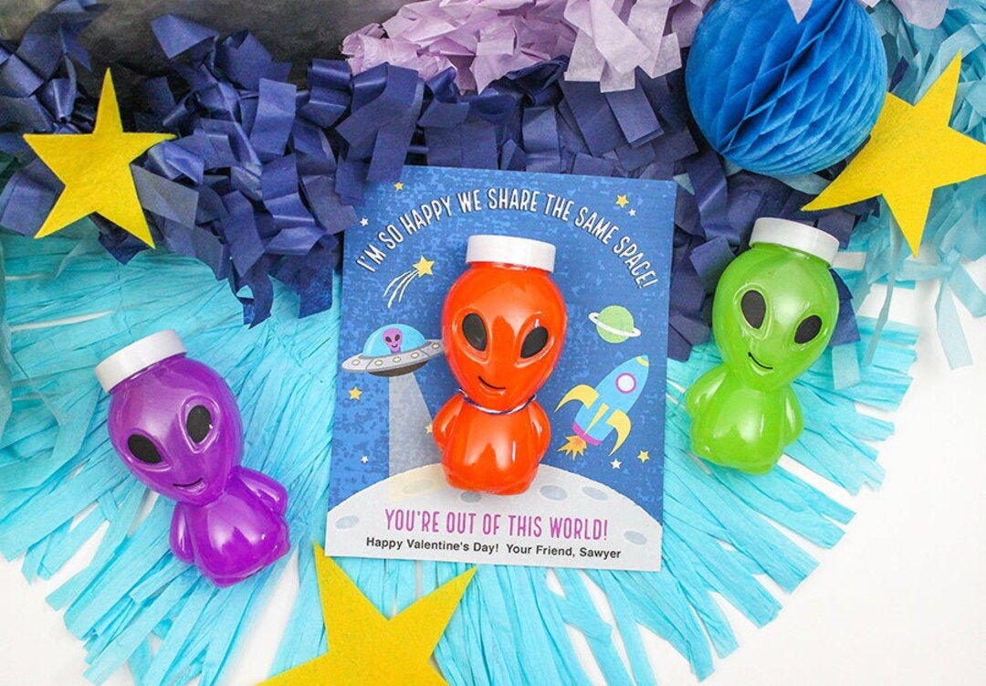 Alien Kids Valentine Printable - Space, UFO, Alien Slime, Editable ...