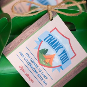 Summer Camp Birthday Party Thank You Tags - Thank You, Favor Tags, Camp ...