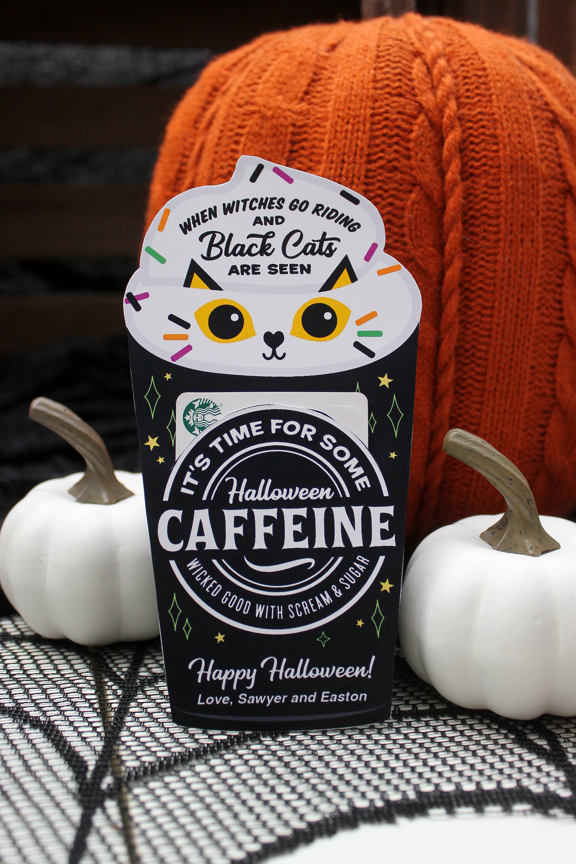 Halloween Coffee Gift Card Printable, Teacher Gift, Staff Gift ...