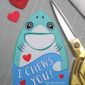 Shark Valentine Card: I Chews You, Gum Teeth (editable PDF) - Etsy