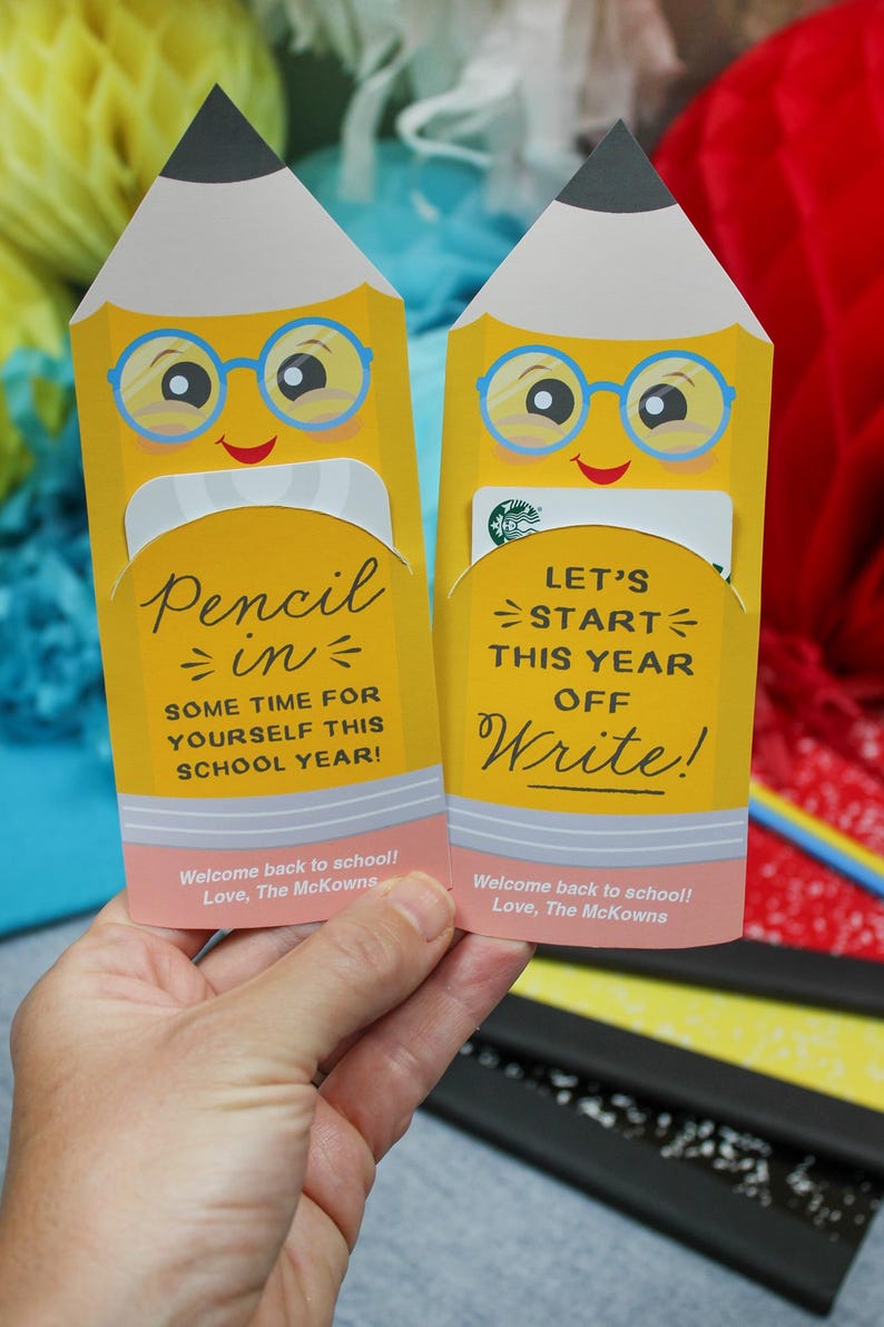 Back to School Pencil Gift Card Holder Printable, Back to School Gift ...