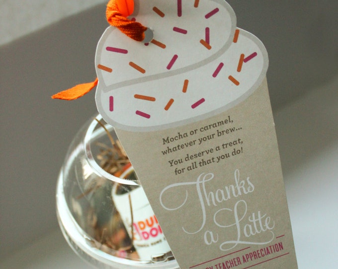 Thanks a Latte Teacher Gift, Gift Card Tags, Thank You Tags, Teacher ...
